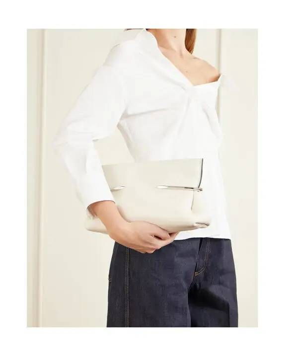Givenchy Pinch Metal-bar Clutch Bag - Cream