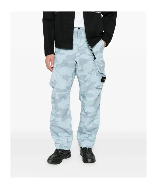 Stone Island Camouflage Print Cargo Trousers