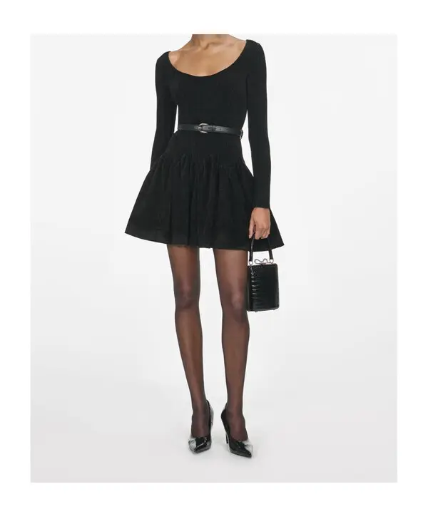 SELF-PORTRAIT Ribbed Belted Dress