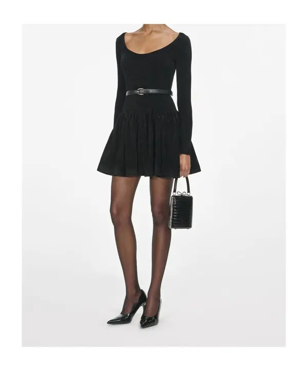 SELF-PORTRAIT Ribbed Belted Dress