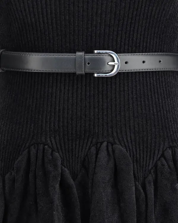 SELF-PORTRAIT Ribbed Belted Dress