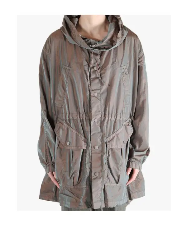 Dries Van Noten Hooded Long-sleeve Jacket With Drawstring Hem - Gray
