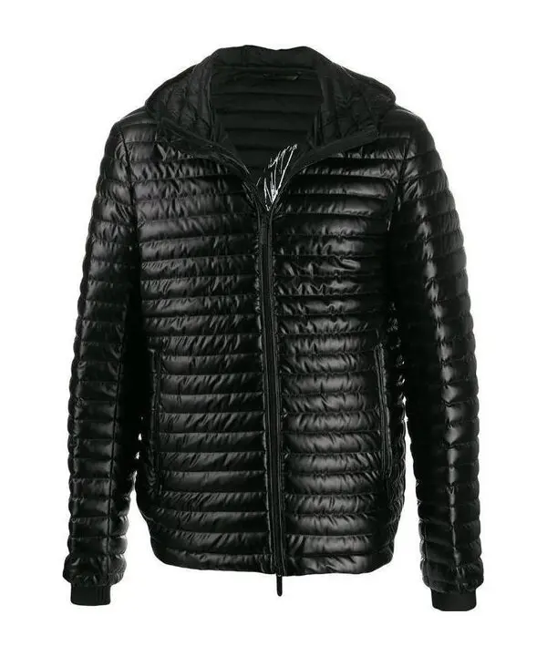 Emporio Armani Quilted Hooded Down Jacket - Black