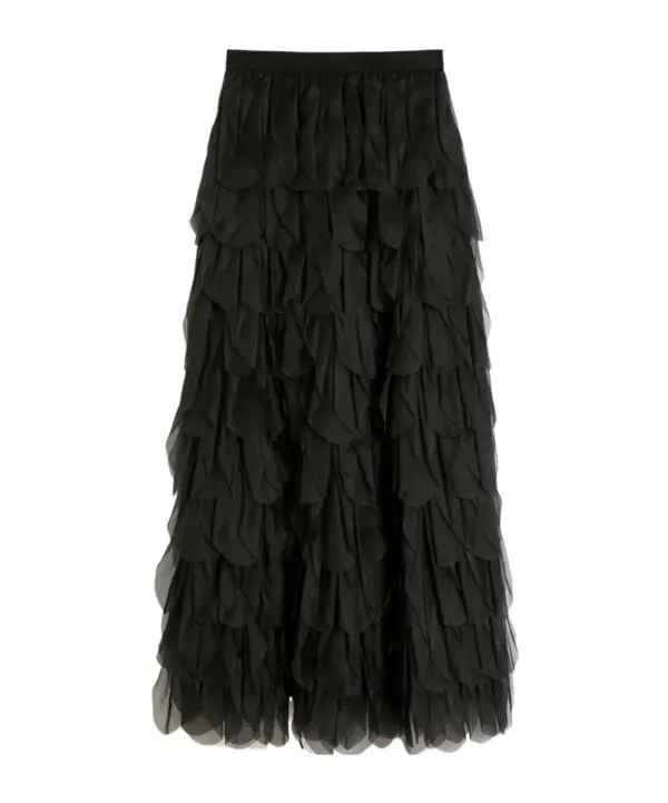Max Mara Tiered Ruffled Maxi Skirt - Black