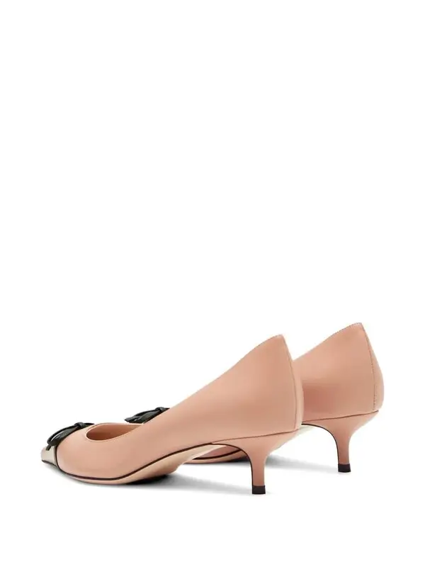 Valentino Garavani Pointy Toe Leather Pumps With Bow Detail