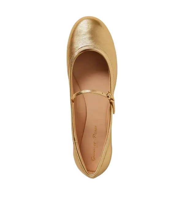 GIANVITO ROSSI Metallic Leather Mary Jane Flats - Nude