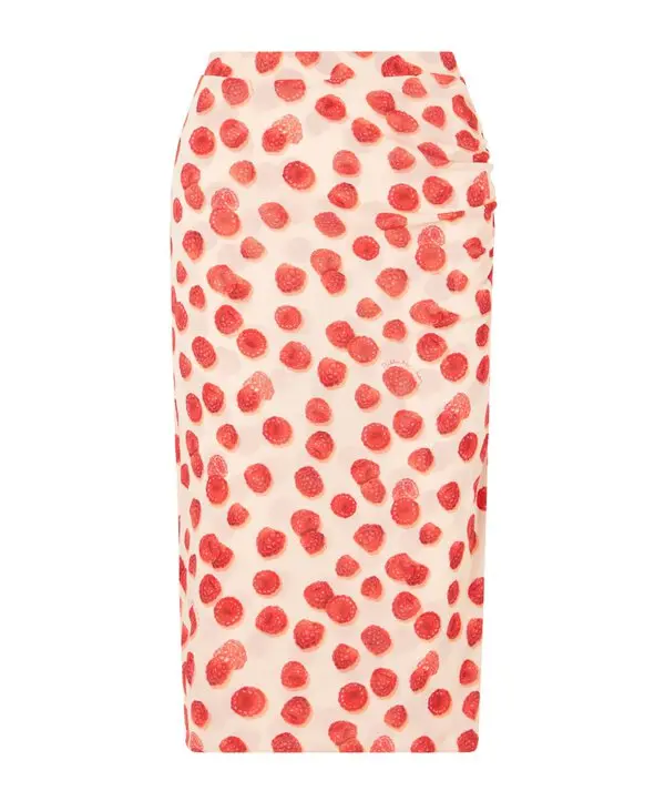 Stella McCartney Printed Mesh Midi Skirt - Nude