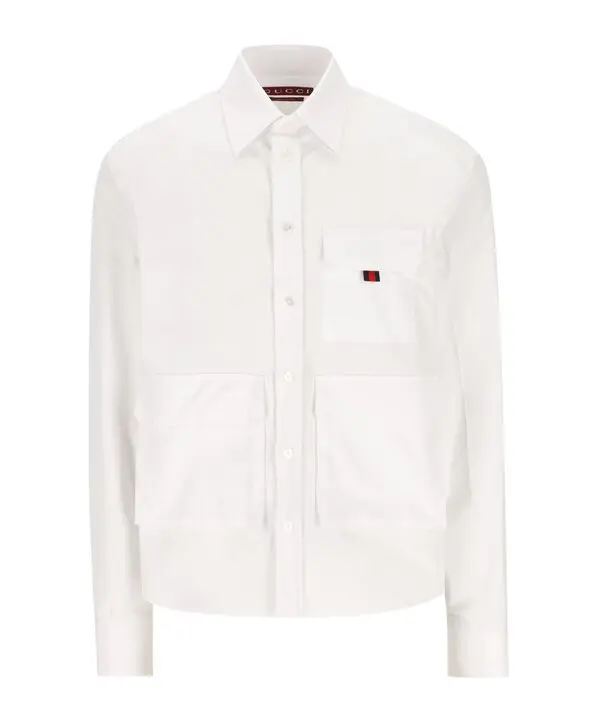 Gucci Web Detailed Long Sleeved Shirt