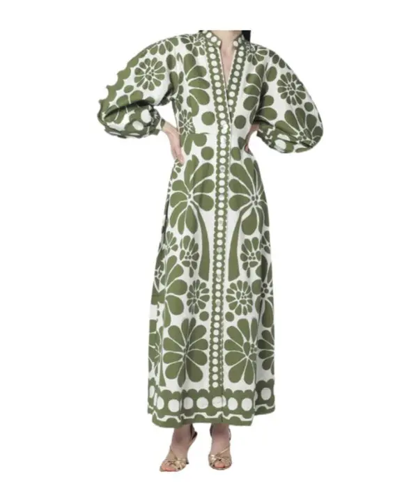 Farm Rio Floral Maxi Dress With Puffed Sleeves