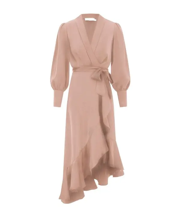 Zimmermann Wrapped Asymmetric Ruffled Dress