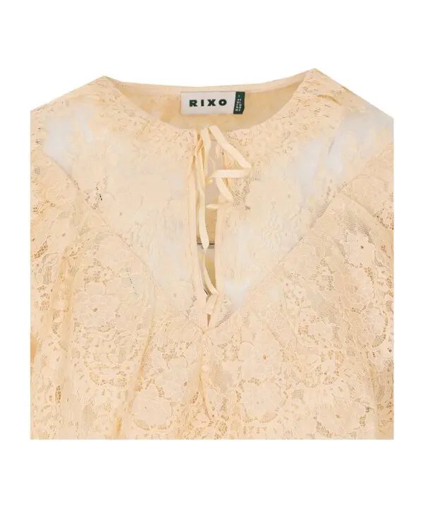 Rixo Lace Ruffled Long Sleeve Top - No