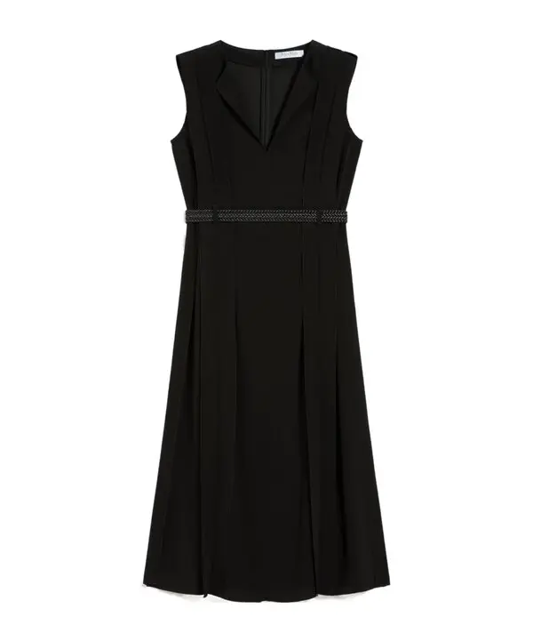 Max Mara Sleeveless V-neck Pleated Midi Dress