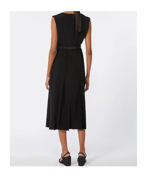 Max Mara Sleeveless V-neck Pleated Midi Dress