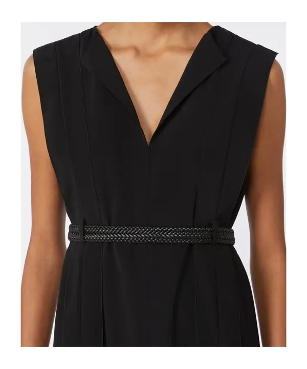 Max Mara Sleeveless V-neck Pleated Midi Dress