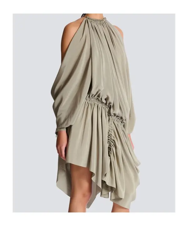 Balmain Draped Asymmetric Hem Dress