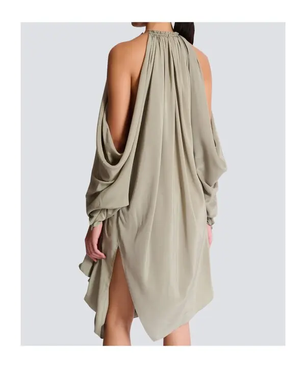 Balmain Draped Asymmetric Hem Dress