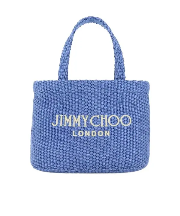 JIMMY CHOO Logo Embroidered Woven Tote Bag - Blue