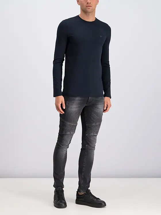 Emporio Armani Printed Logo Longsleeved T-shirt - Black