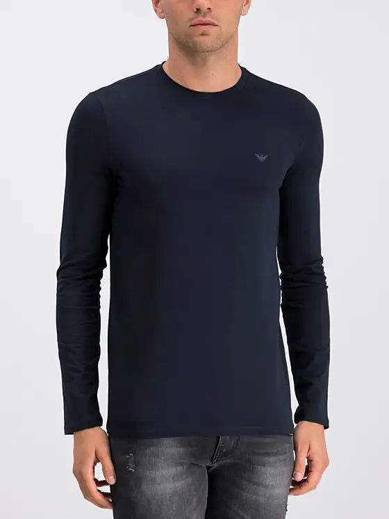 Emporio Armani Printed Logo Longsleeved T-shirt - Black