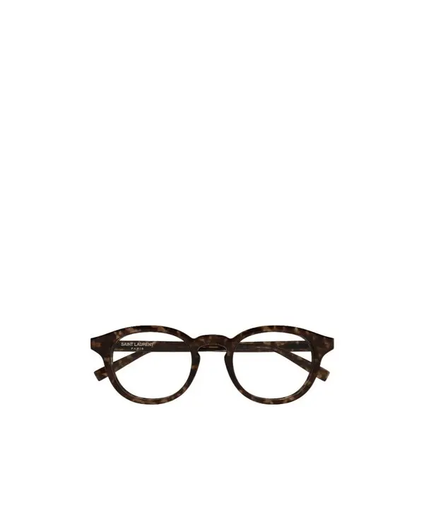 Saint Laurent Round Frame Tortoiseshell Eyeglasses - Black