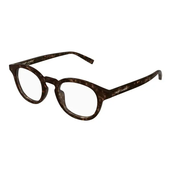 Saint Laurent Round Frame Tortoiseshell Eyeglasses - Black