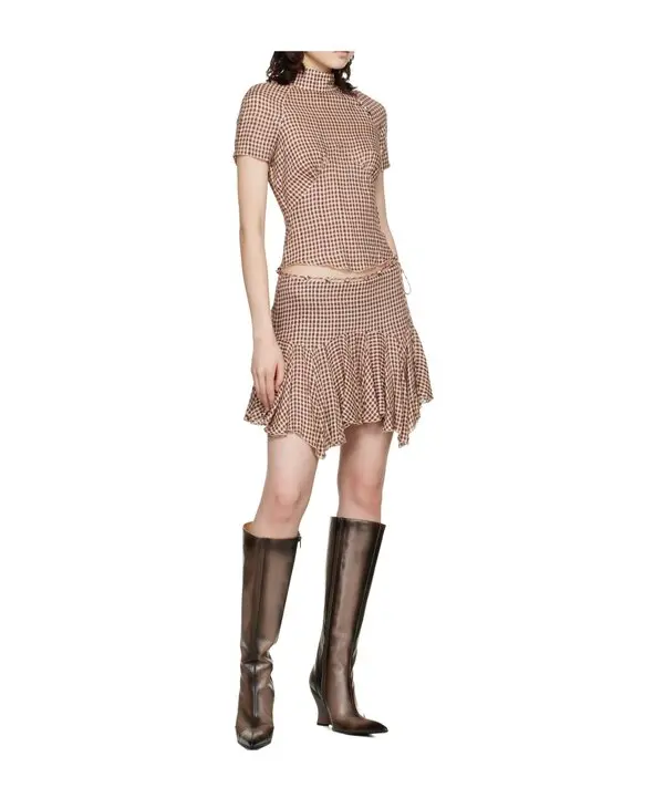 KNWLS Checked Mock Neck Top