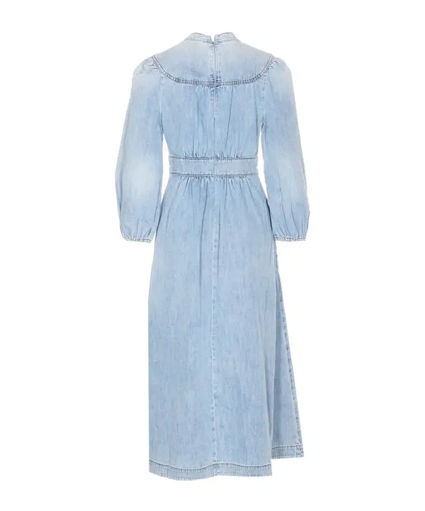 Zimmermann V-neck Flared Denim Midi Dress - Blue