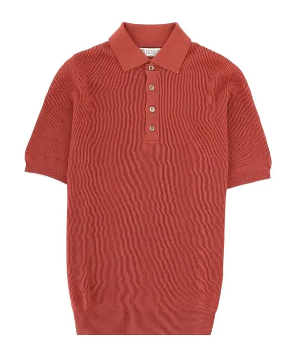 Brunello Cucinelli Short-sleeved Knitted Polo Shirt - Red