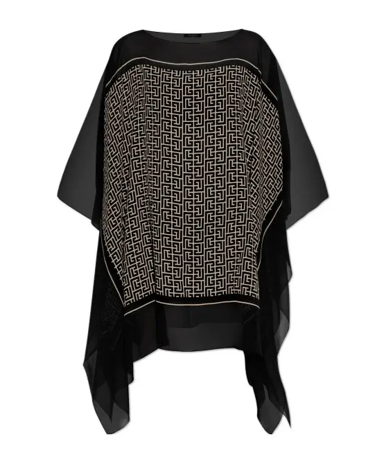 Balmain Geometric Print Kaftan Dress - Black