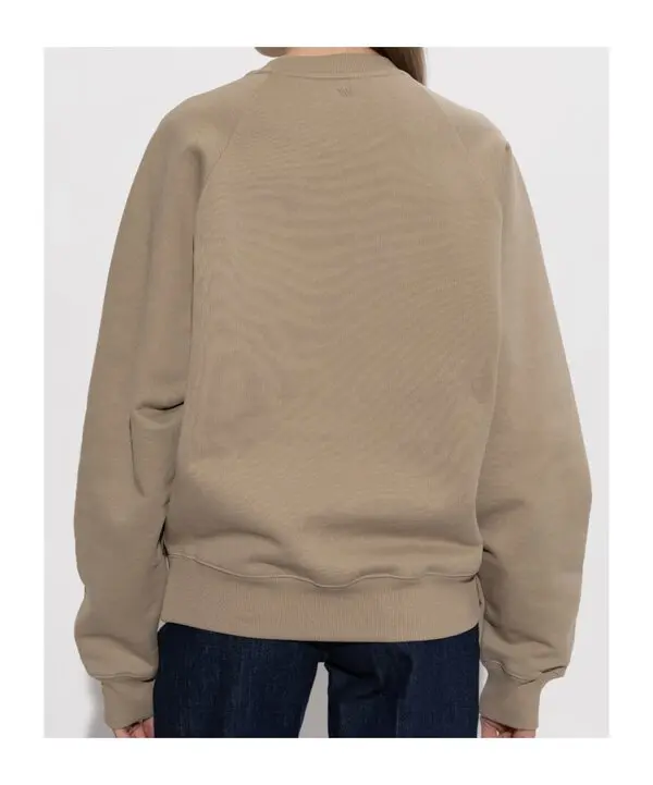 AMI Paris De Coeur Crewneck Sweatshirt - Brown