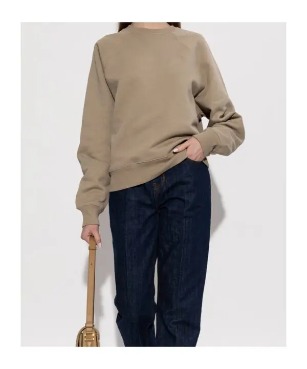 AMI Paris De Coeur Crewneck Sweatshirt - Brown