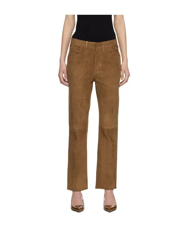 TOM FORD Embellished Paneled Suede Straight-leg Pants