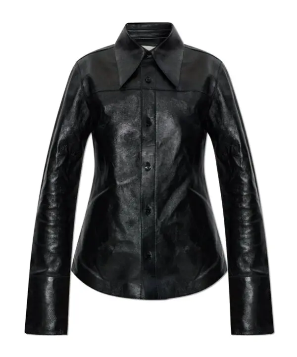 AMI Paris Paneled Leather Shirt