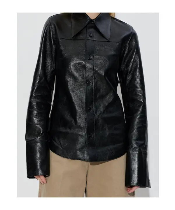 AMI Paris Paneled Leather Shirt