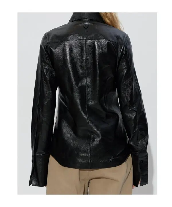 AMI Paris Paneled Leather Shirt