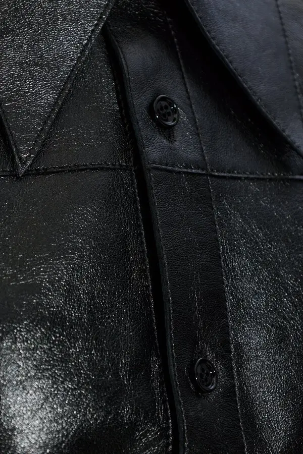 AMI Paris Paneled Leather Shirt