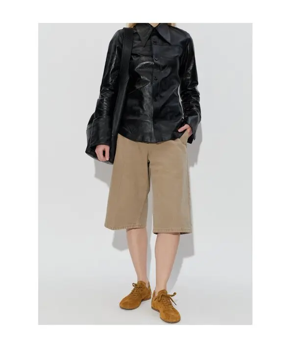 AMI Paris Paneled Leather Shirt