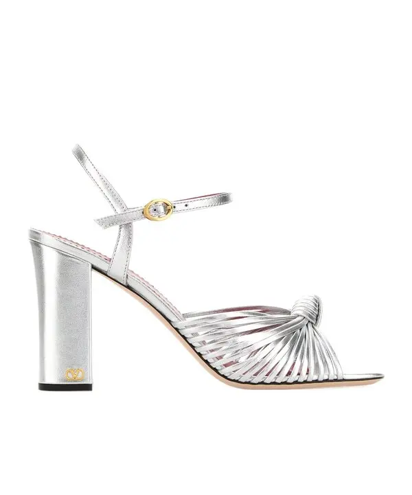 Valentino Garavani Laminated Knot Detail Sandals - Silver
