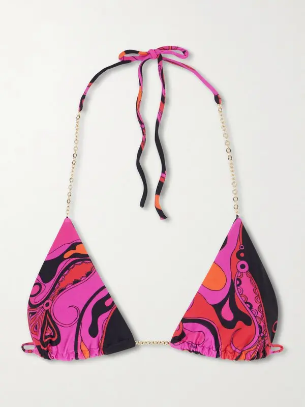 Emilio Pucci Orchidee" Print Triangle Bikini Top - Pink