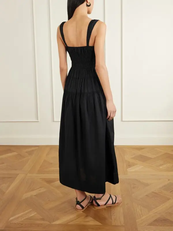 DÔEN Clover Pleated Midi Dress - Black