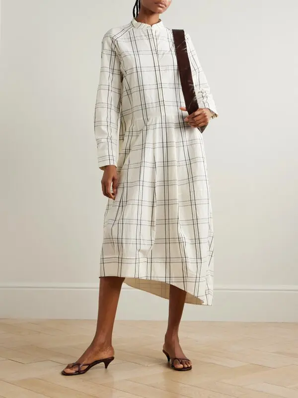 Tibi Checked Cotton-poplin Midi Shirt Dress