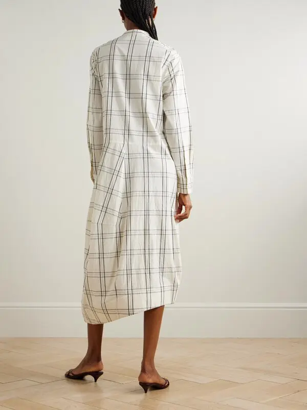 Tibi Checked Cotton-poplin Midi Shirt Dress
