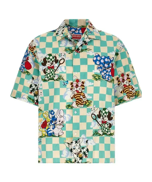 Kenzo Checked Graphic Print Short Sleeved Shirt