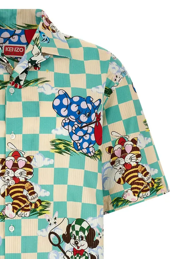 Kenzo Checked Graphic Print Short Sleeved Shirt