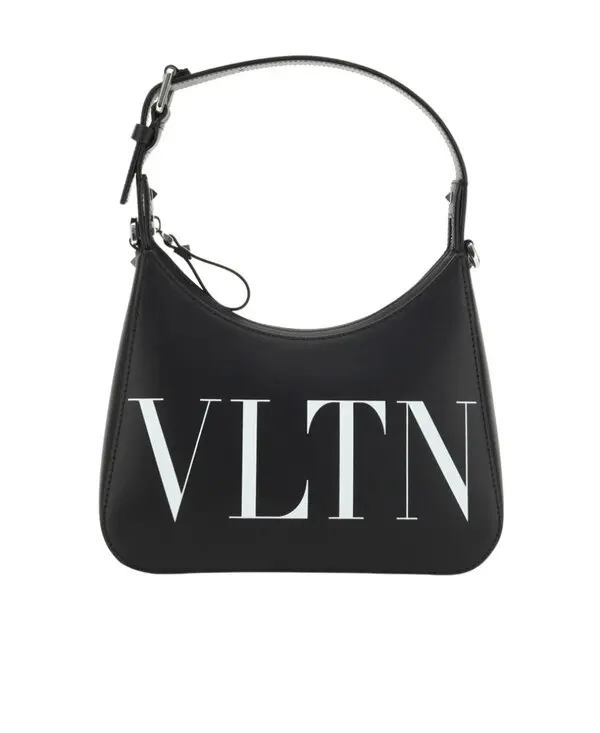 Valentino Garavani Vltn Logo Printed Hobo Bag - Black