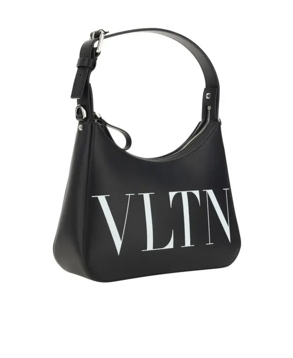 Valentino Garavani Vltn Logo Printed Hobo Bag - Black