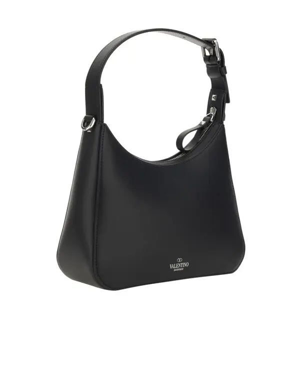 Valentino Garavani Vltn Logo Printed Hobo Bag - Black