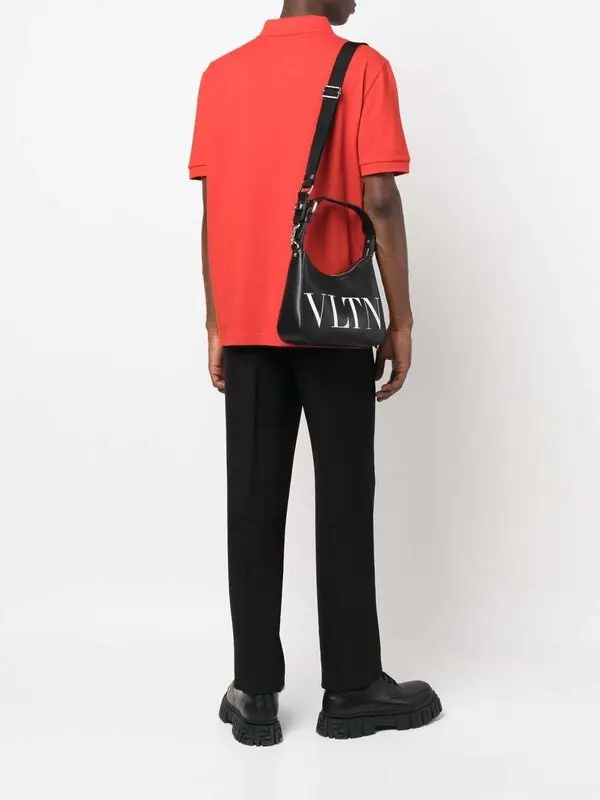 Valentino Garavani Vltn Logo Printed Hobo Bag - Black