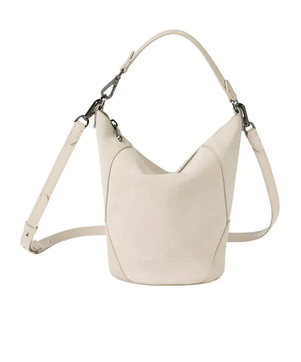 Brunello Cucinelli Suede Bucket Bag With Adjustable Strap