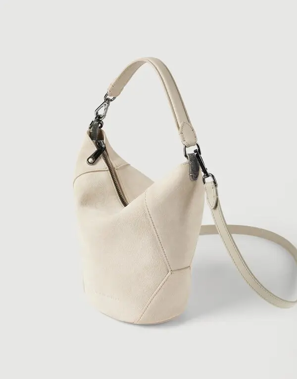 Brunello Cucinelli Suede Bucket Bag With Adjustable Strap